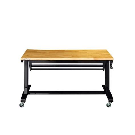 Husky 52 In W X 24 In D 2 Drawer Adjustable Height Blaxk Work Table