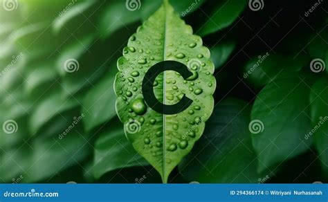 Co2 Reducing Icon On Green Leaf With Water Droplet For Decrease Co2