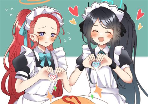Safebooru 2girls D Absurdly Long Hair Alternate Costume Apron