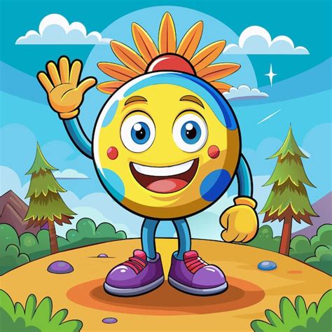 Una Imagen De Dibujos Animados De Una Cara Sonriente Azul Y Amarilla