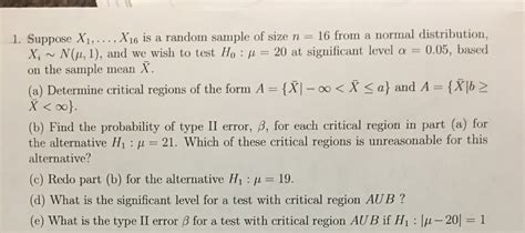 Solved Suppose X1 X16 Is A Random Sample Of Size N