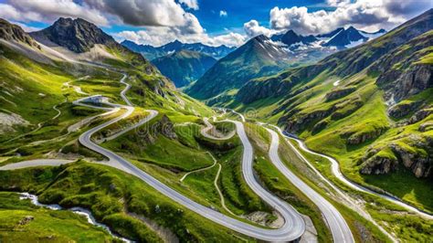 Aerial View Of The Winding Road Over The Julier Pass In Swiss Alps