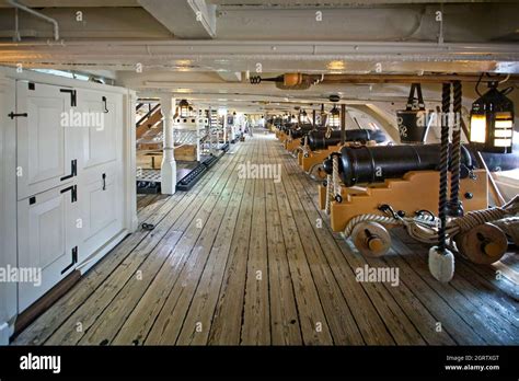 Rows Of Cannons In The Gun Deck On Board Hms Victory In Portsmouth