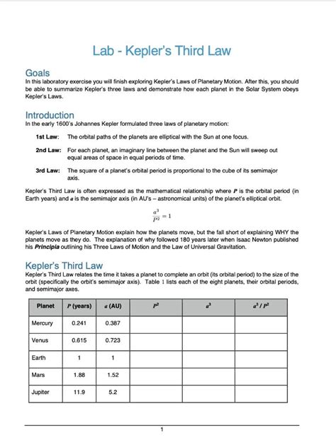 Solved Lab Keplers Third Law Goals In This Laboratory