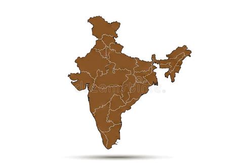 Detailed Map Of India Showing States And Territories Stock Illustration