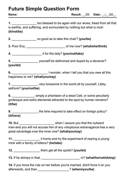 101 Printable Future Simple Question Pdf Worksheets With Answers