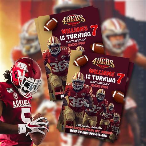 San Francisco 49ers Birthday Invitation Digital Football Party San
