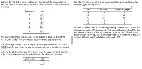solved a using the fcfs first come first served decision