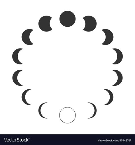 Moon Phases Calendar Lunar Cycle Waning Vector Image