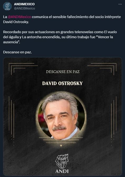 Muere David Ostrosky Actor De ‘rosa Salvaje Y ‘maría La Del Barrio