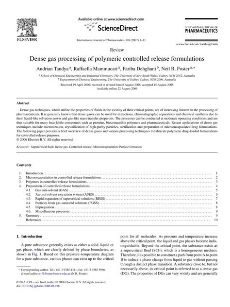 Pdf Dense Gas Processing Of Polymeric Controlled Release Formulations Dokumen Tips