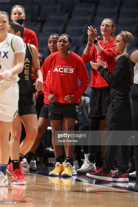 Khayla Pointer Of The Las Vegas Aces Reacts To A Play During The Game