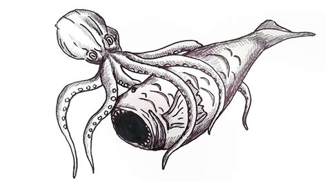How To Draw Giant Kraken Vs Bloop Youtube
