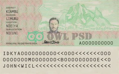 Owl Psd High Quality Fake Template Kenya Id Card Template