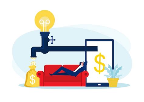 Premium Vector Businessman Sitting On Sofa Relaxing And Making Money Passively Finance
