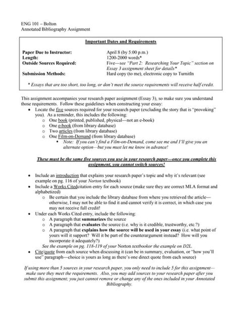 101 Annotated Bib Assignment Docx
