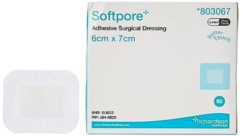 Softpore Adhesive Surgical Dressing 6cm X 7 Cm 60 Dressings Burn
