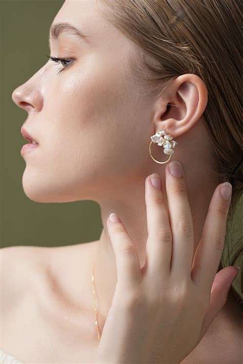 Vesperine Keshi Pearl Hoop Earrings Artsory