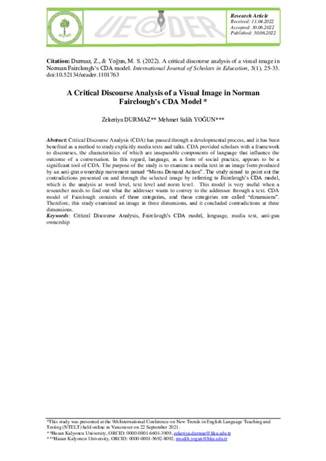 Pdf A Critical Discourse Analysis Of A Visual Image In Norman