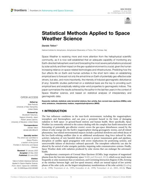 Pdf Statistical Methods Applied To Space Weather Science