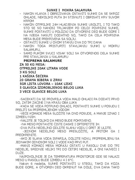 Sunka I Mokra Salamura Pdf Cocina Comidas Y Vino