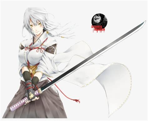 Anime Girl With White Hair And Sword