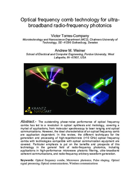 Pdf Optical Frequency Comb Technology For Ultra Broadband Radio Frequency Photonics