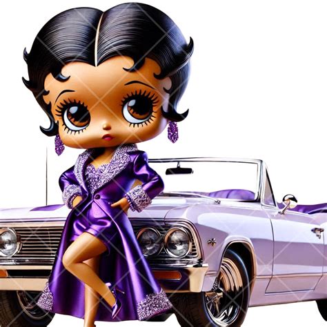 African American Purple Betty Boop With Her Chevy Etsy