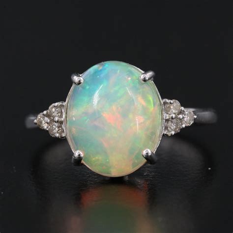 10k Opal And Diamond Ring Ebth