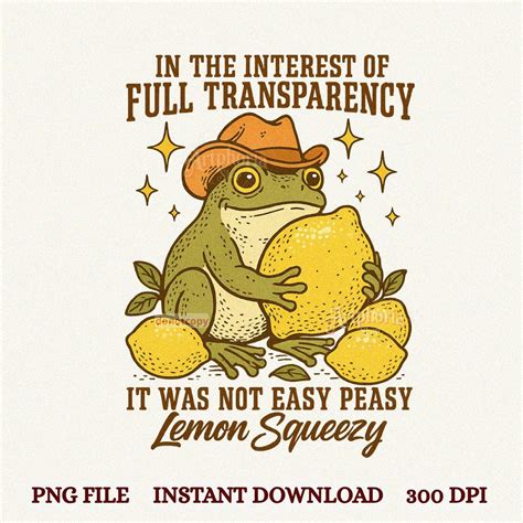 Funny Frog Lemon Squeezy Design Png Digital Download Etsy