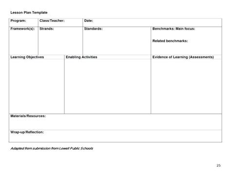 20 Learning Focused Lesson Plan Template