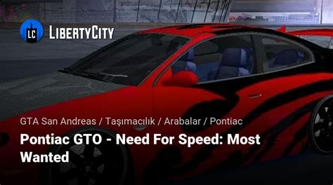Pontiac Gto Need For Speed Most Wanted Için Gta San Andreas