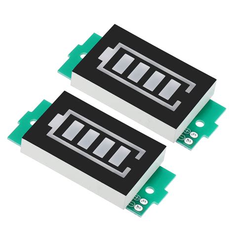 Uxcell Lithium Battery Level Indicator 4 Sections Module Green Light 2 Pack