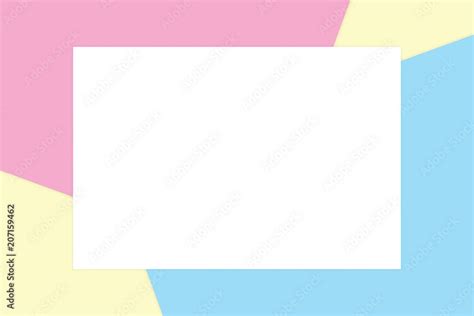 Pink Blue And White Rectangle Frame On Colorful Pastel Soft Paper