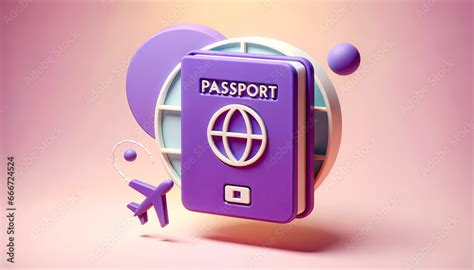 Illustration Of A 3d Purple Passport Set Against A Soft Pastel Backdrop The Passport