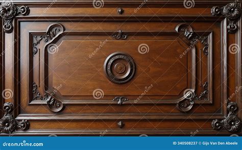Elegant Edwardian Style Dark Oak Wood Paneling With Carved Floral