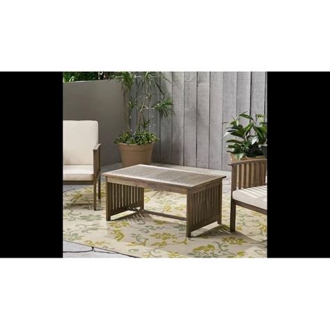 Moda Furnishings Modern Minimalist Rectangle Outdoor Coffee Table 24 In