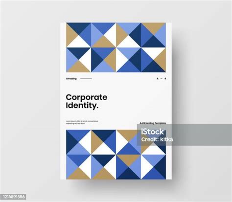 놀라운 비즈니스 프리젠 테이션 벡터 A4 수직 방향 전면 페이지 모형 현대 기업 보고서는 추상적 인 기하학적 일러스트 디자인 레이아웃을 다룹니다 회사 Id 브로셔