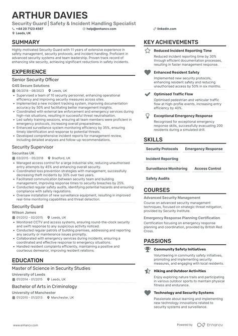Security Guard Cv Examples And Guide For 2026