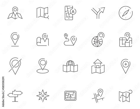 Location Icon Set Containing Map Map Pin Gps Destination Directions Distance Place