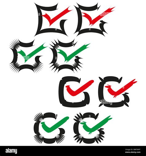 Angular Checkbox Icons Spiky Checkmarks Red Green Choices Vector Edgy Style Stock Vector