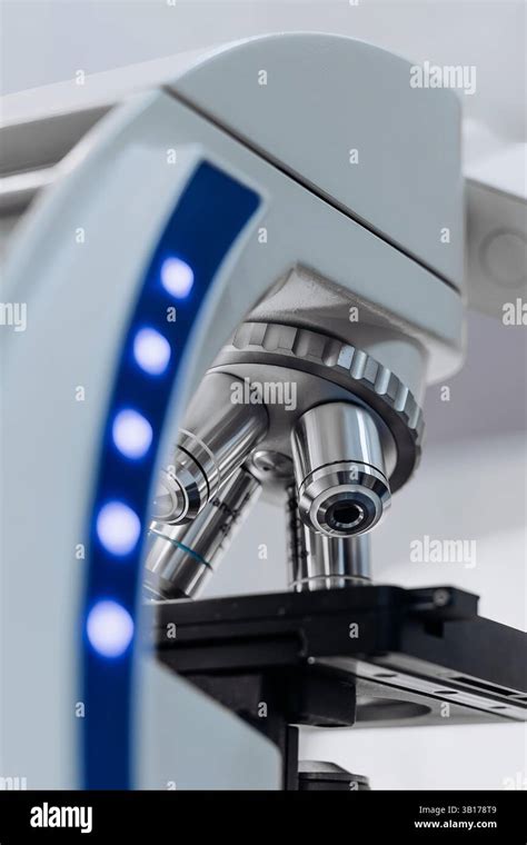 Science White Microscope Equipment In Biology Chemical Laboratory