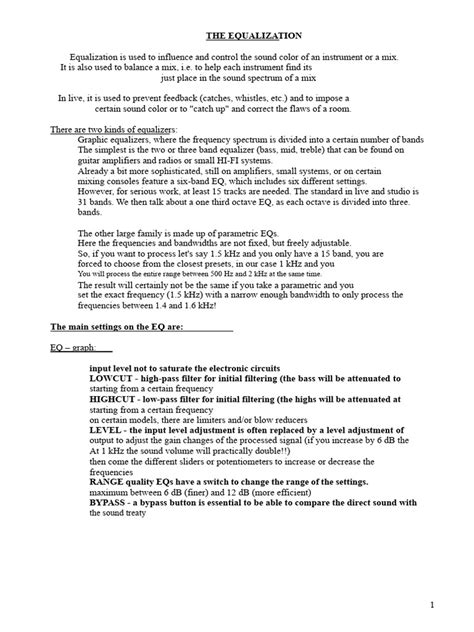 Equalization Sound System Pdf Equalization Audio Bandwidth Signal Processing