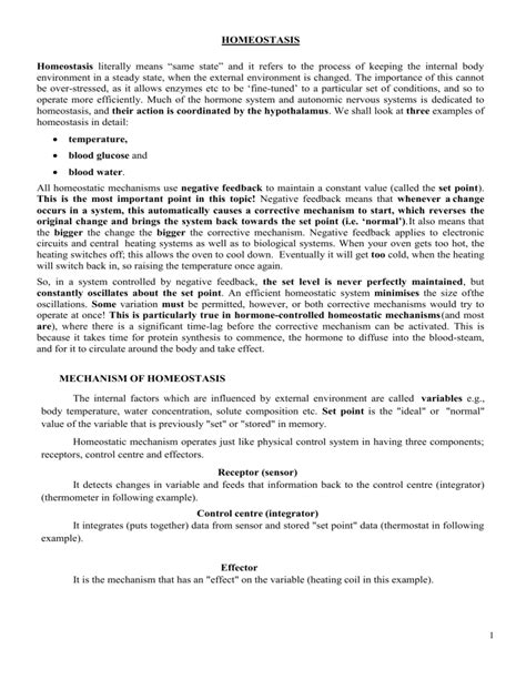 Homeostasis Explained Negative And Positive Feedback