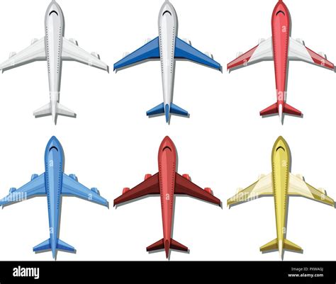 Airplane With Six Different Colors Illustration Stock Vector Image