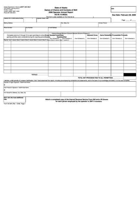 Form 04 844 Operator Quarterly Report 2008 Printable Pdf Download