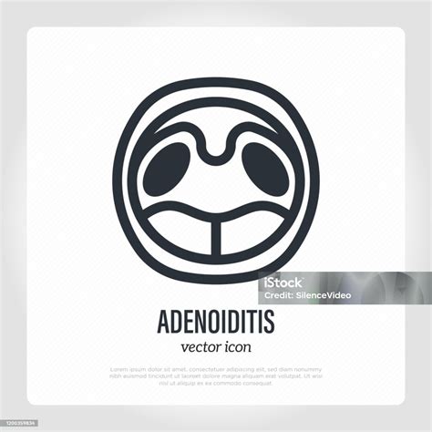 Adenoidite Adenoidi In Bocca Icona Linea Sottile Tonsillite Virale