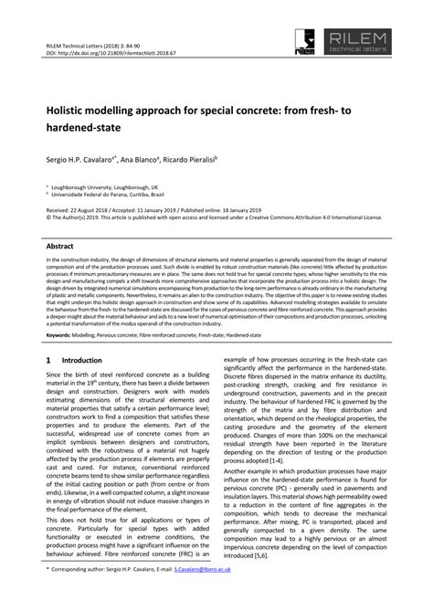 Pdf Holistic Modelling Approach For Special Concrete From Fresh To