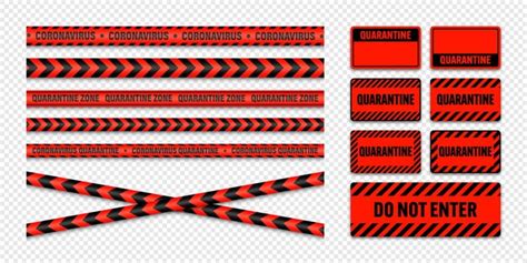 Premium Vector Various Quarantine Zone Warning Tapes And Shields
