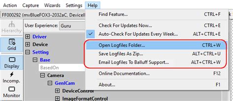 Impact Acquire SDK GUI Applications Accessing Log Files